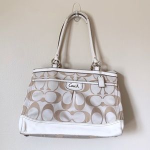 Coach | Bags | Coach Logo Handbag Beige Cream | Poshmark
